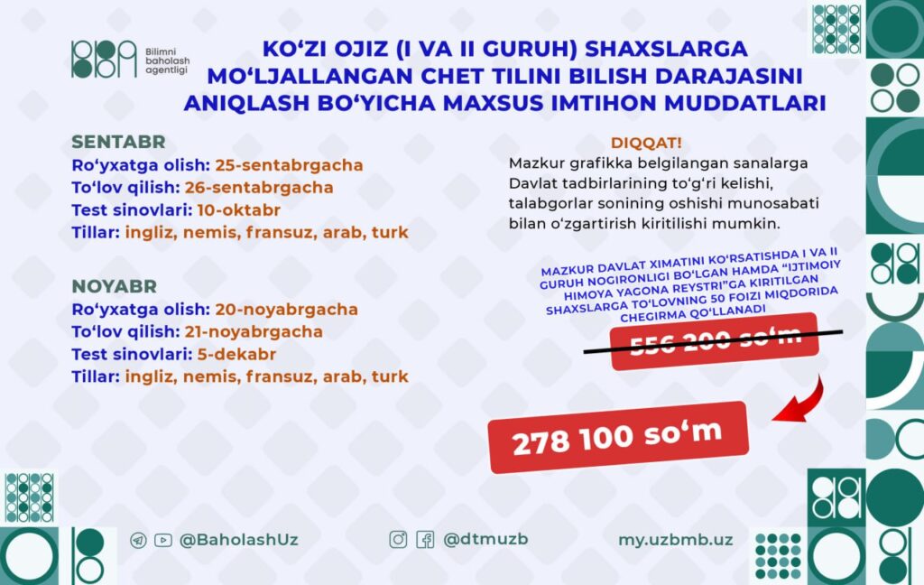 2025-yilning 2-yarmida bo‘lib o‘tadigan chet tili multilevel ...